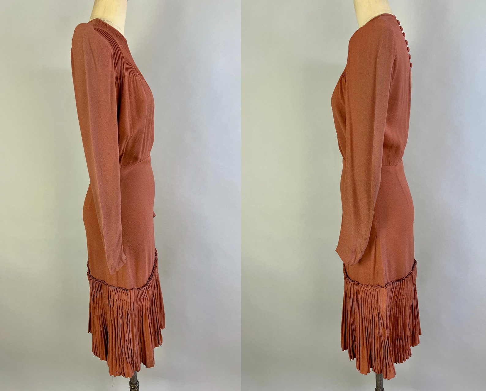 1940s Rockin' Ruffles Dress Vintage 40s Mauve Puff | Etsy