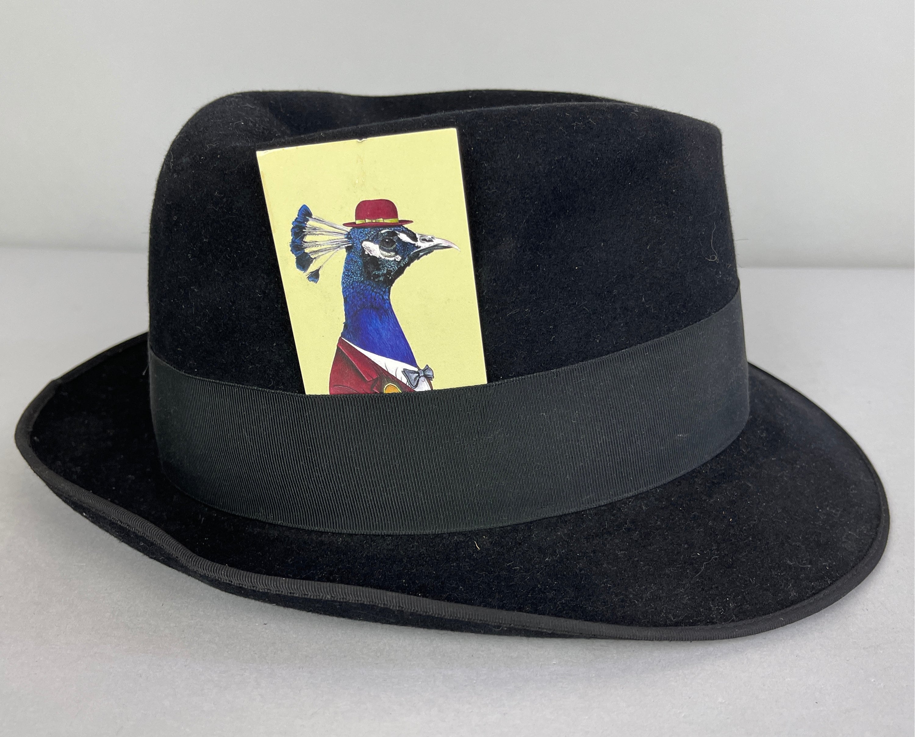 1950s Man in Black Fedora | Vintage 50s Jet Wool Felt Hat with ...