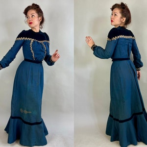 1900s Blessed in Blue Ensemble | Vintage Antique Edwardian Wool Twill ...