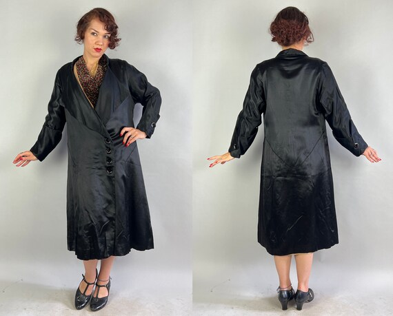 1920s Deco Decadence Duster Coat | Vintage 20s Black … - Gem