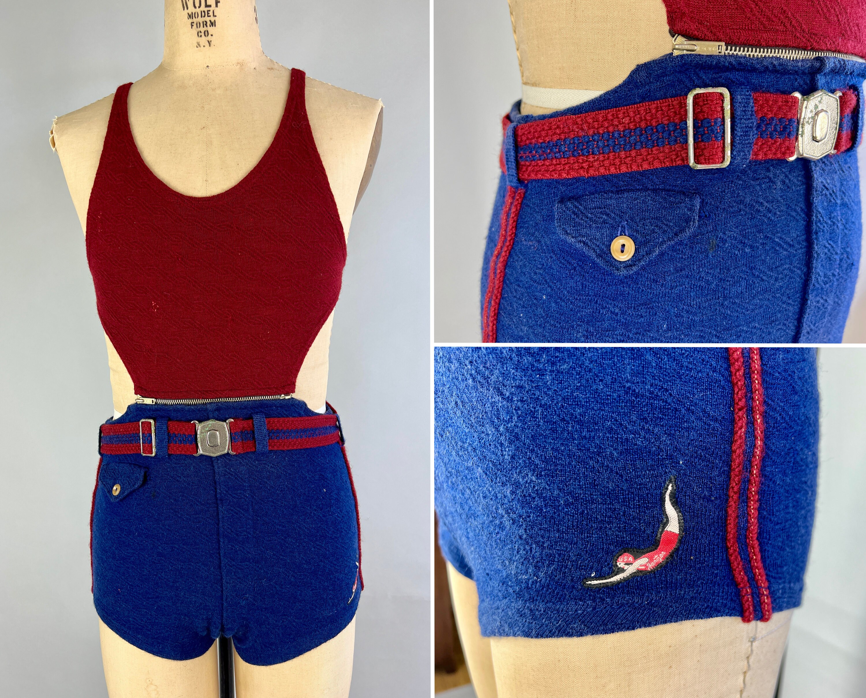 1930s Two-Tone Tommy Set | Vintage 30s Three Piece Jantzen Ribbed Wool ...