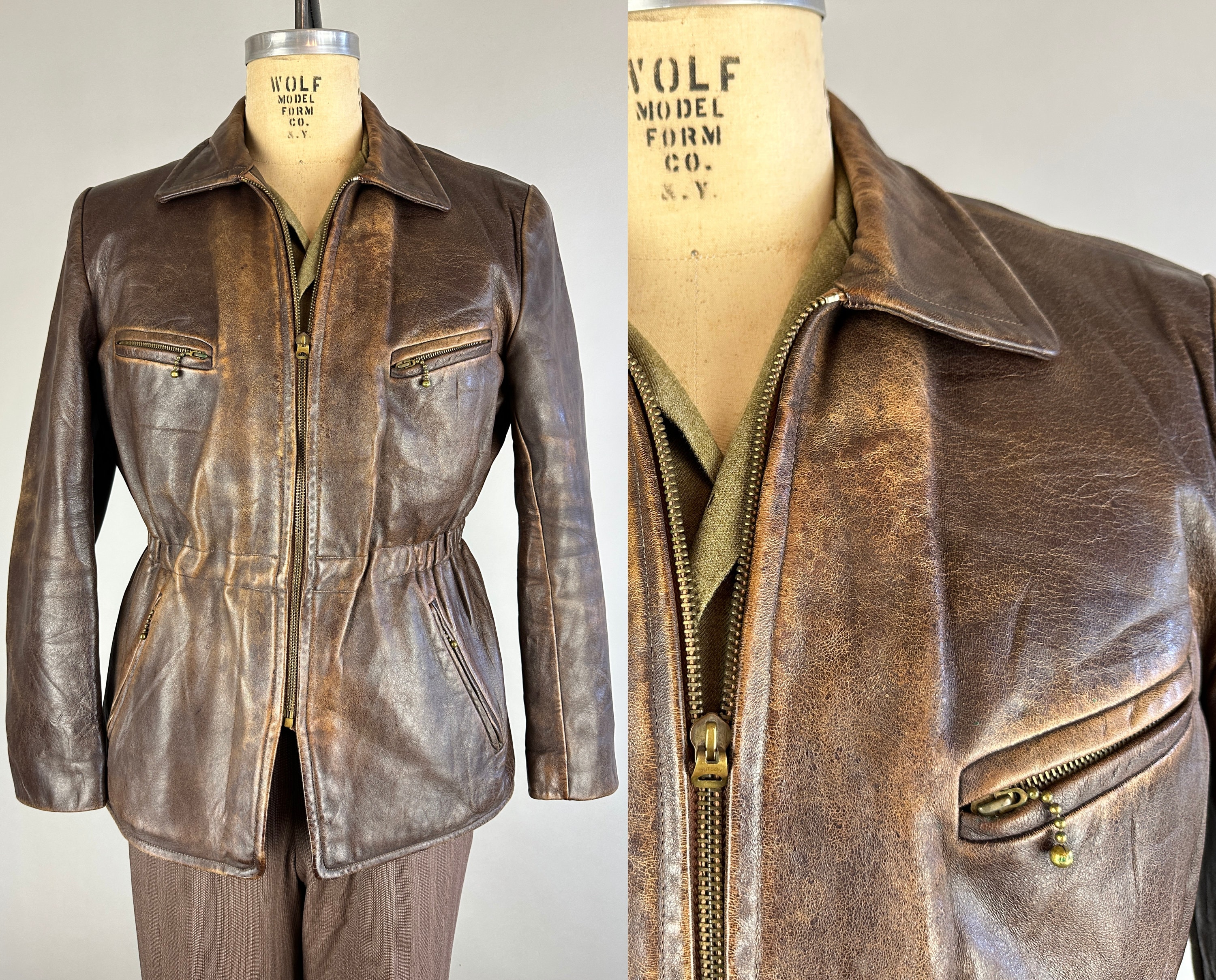 1930s Love you in Leather Jacket | Vintage 30s Walnut Brown Motorcycle ...