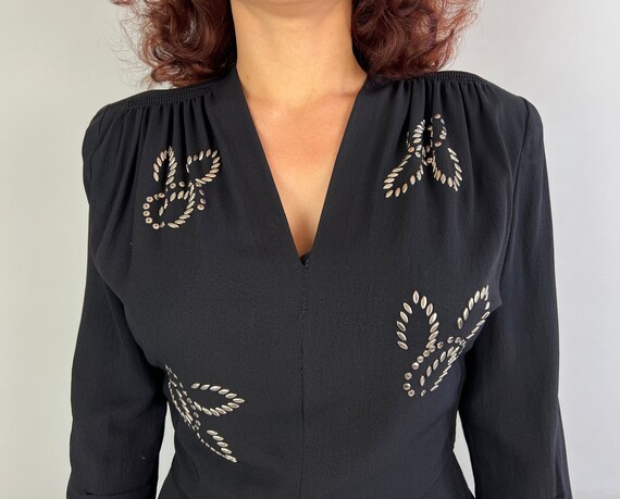 1940s Ravishing Rabbits Dress | Vintage 40s Black Ray… - Gem