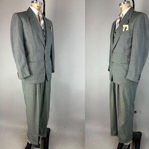 1940s Dynamic Don Suit | Vintage 40s Gray With Weave Pattern Wool 3 ...