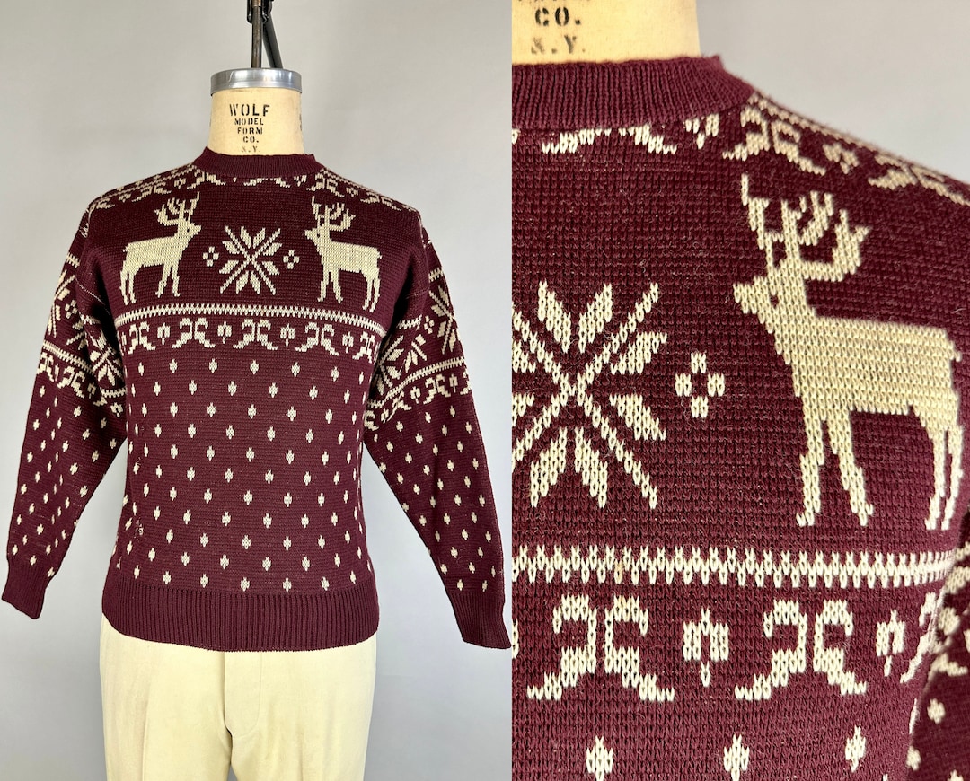 1940s Rudolph's Reindeer Sweater for Him Vintage 40s - Etsy