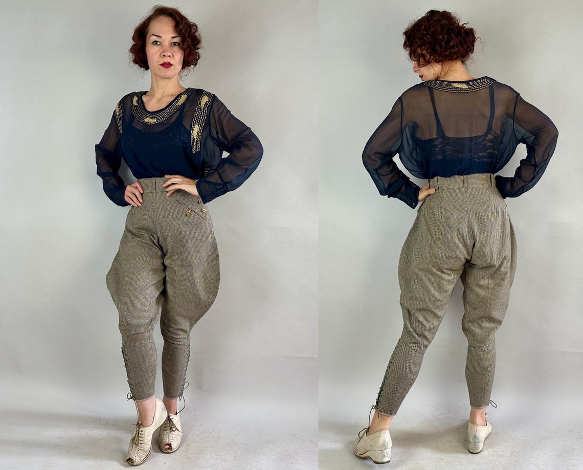 1930s Out With the Hounds Breeches | Vintage 30s Black & White ...