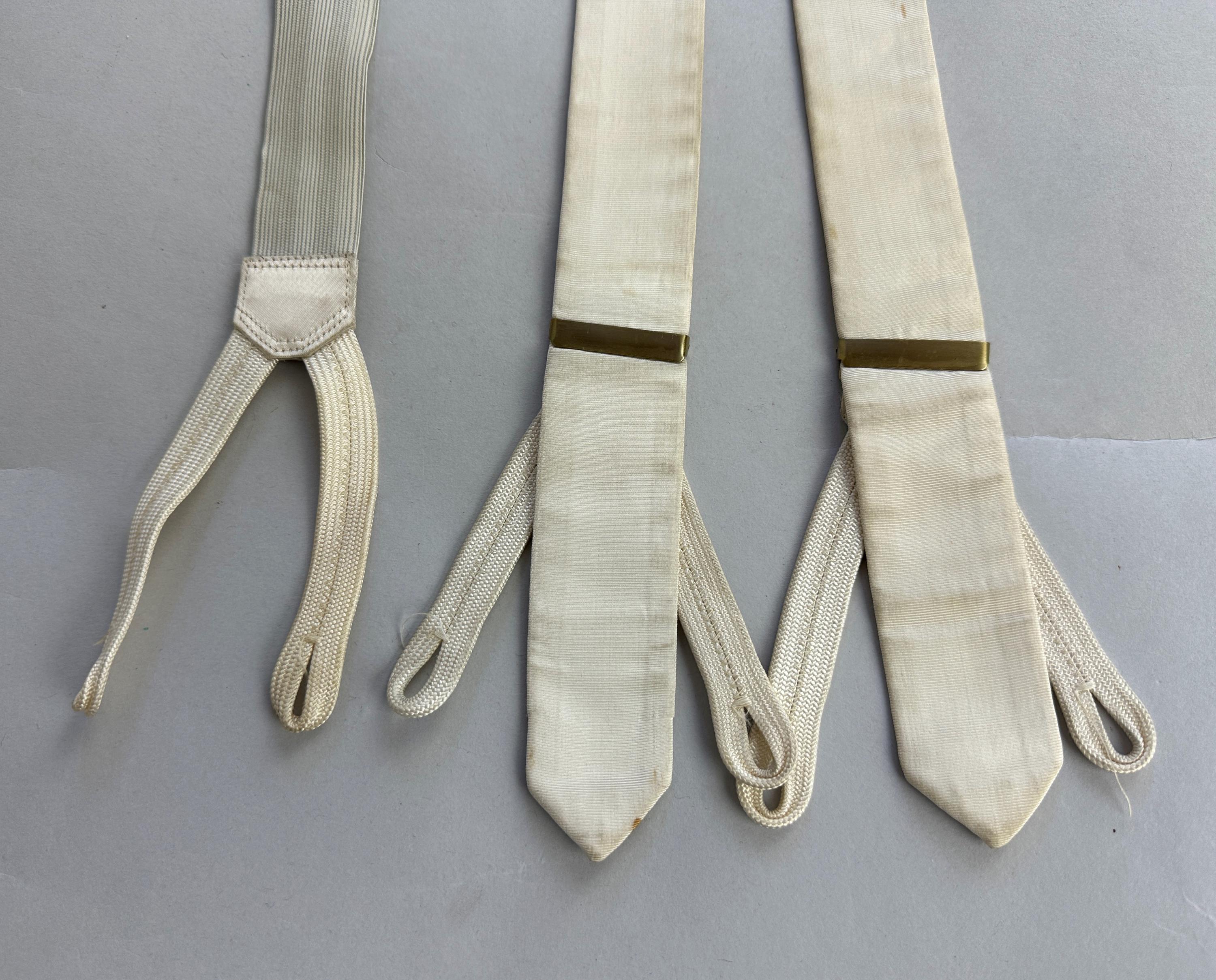 1940s Midnight in Paris Suspenders | Vintage 40s White Silk Faille ...