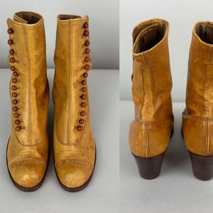 1900s Beautiful Button Boots Vintage Antique Victorian Edwardian Yellow ...