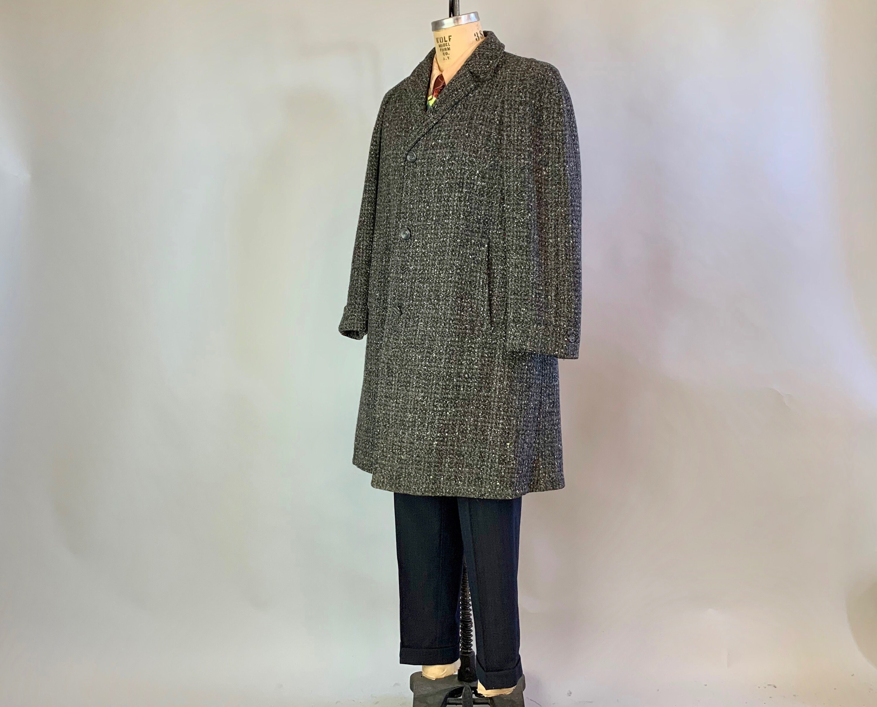 1950s Sophisticated Overcoat | Vintage 50s Mens Charcoal Gray, White ...