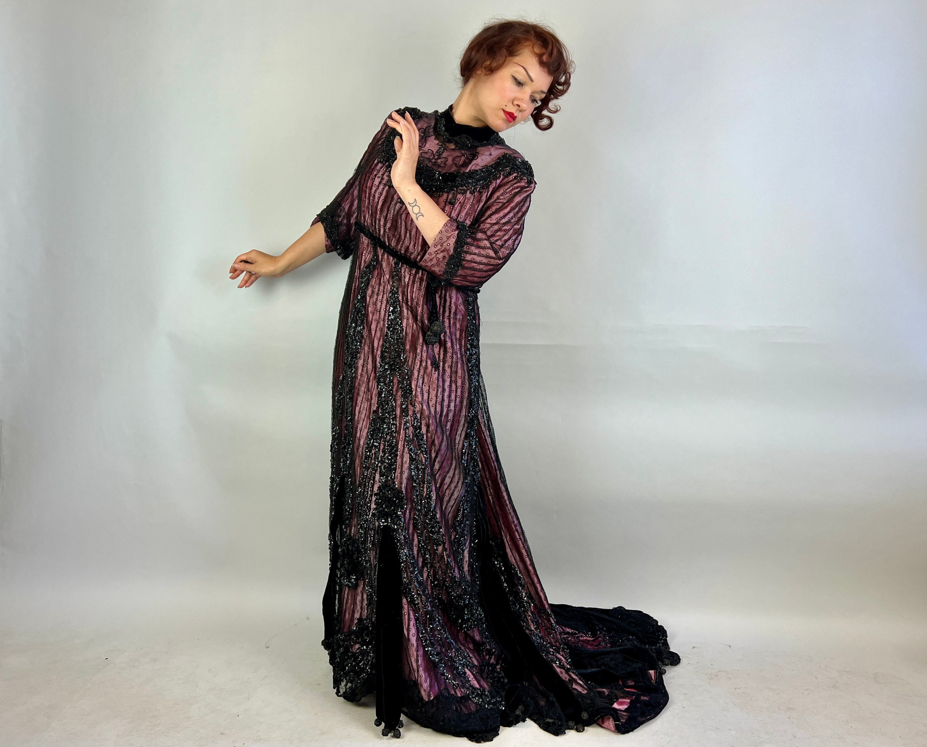 1910s Extravagant Extravaganza Gown | Antique Vintage Edwardian Black ...