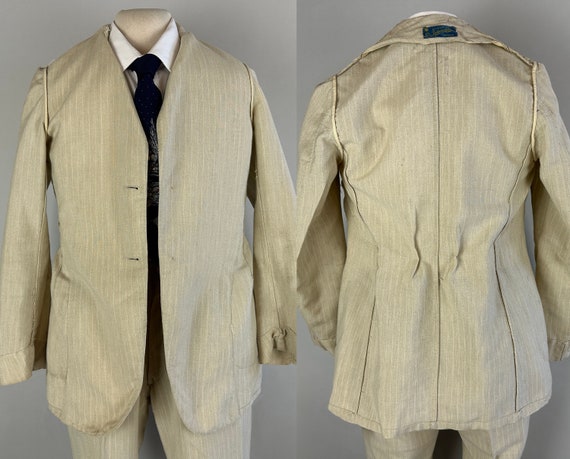 1920s Belted Back Suit | Vintage 20s Antique Oatmeal … - Gem