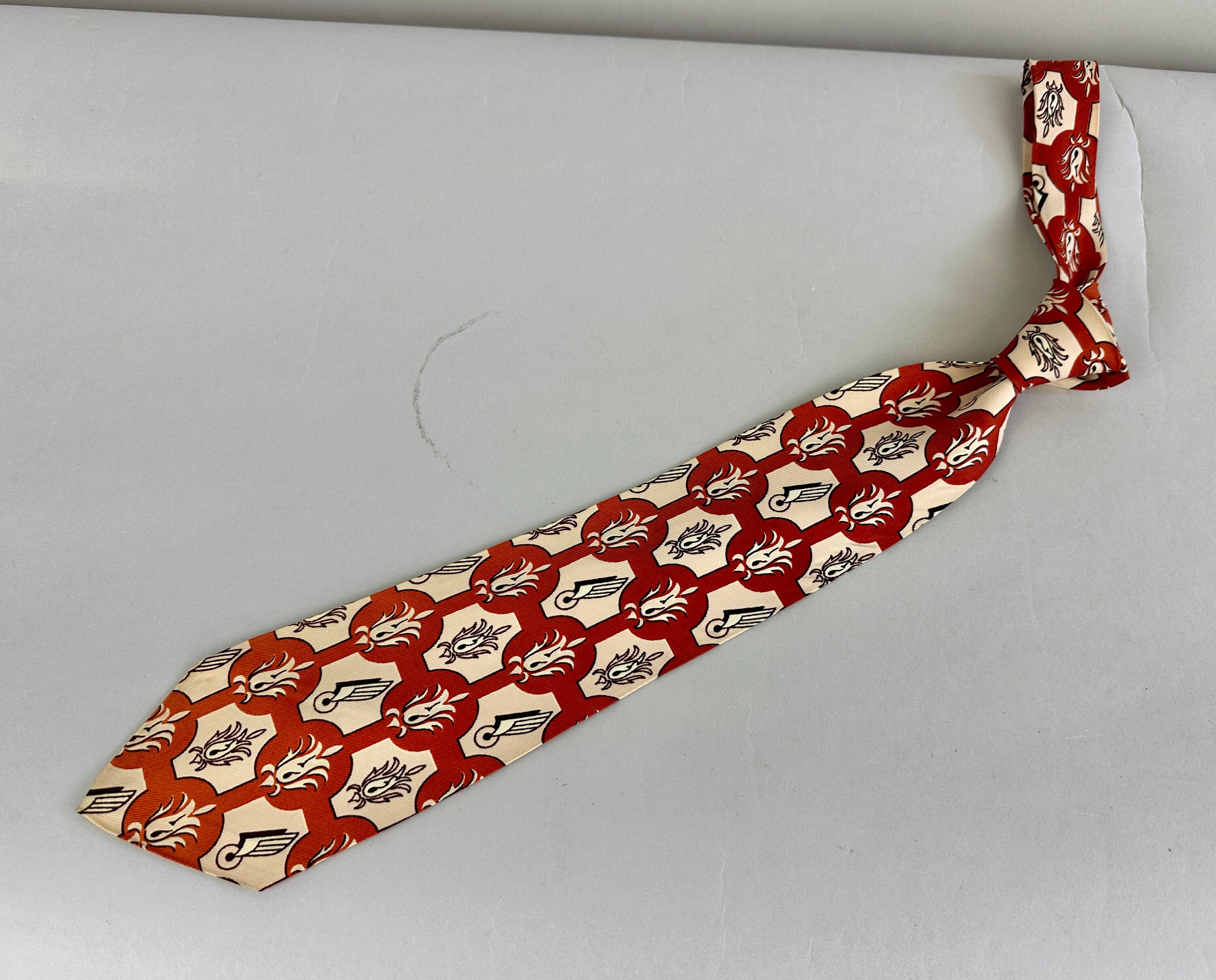 1940s Winged Thistle Necktie | Vintage 40s Sienna Orange and Sandy ...