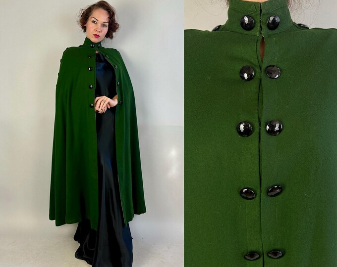 1900s Forest Queen Cloak | Antique Vintage Edwardian Green Wool Long ...