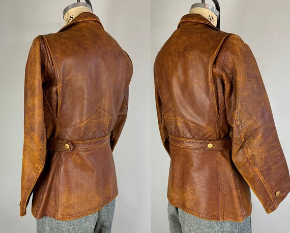 1930s Sportster Leather Jacket | Vintage 30s Brown To… - Gem