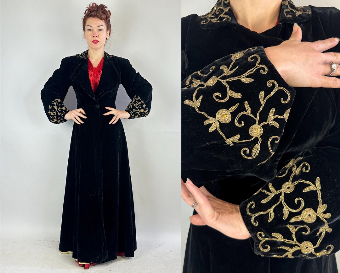 1930s Gilded Gal at the Gala Coat | Vintage 30s Bullocks FOGA Black ...