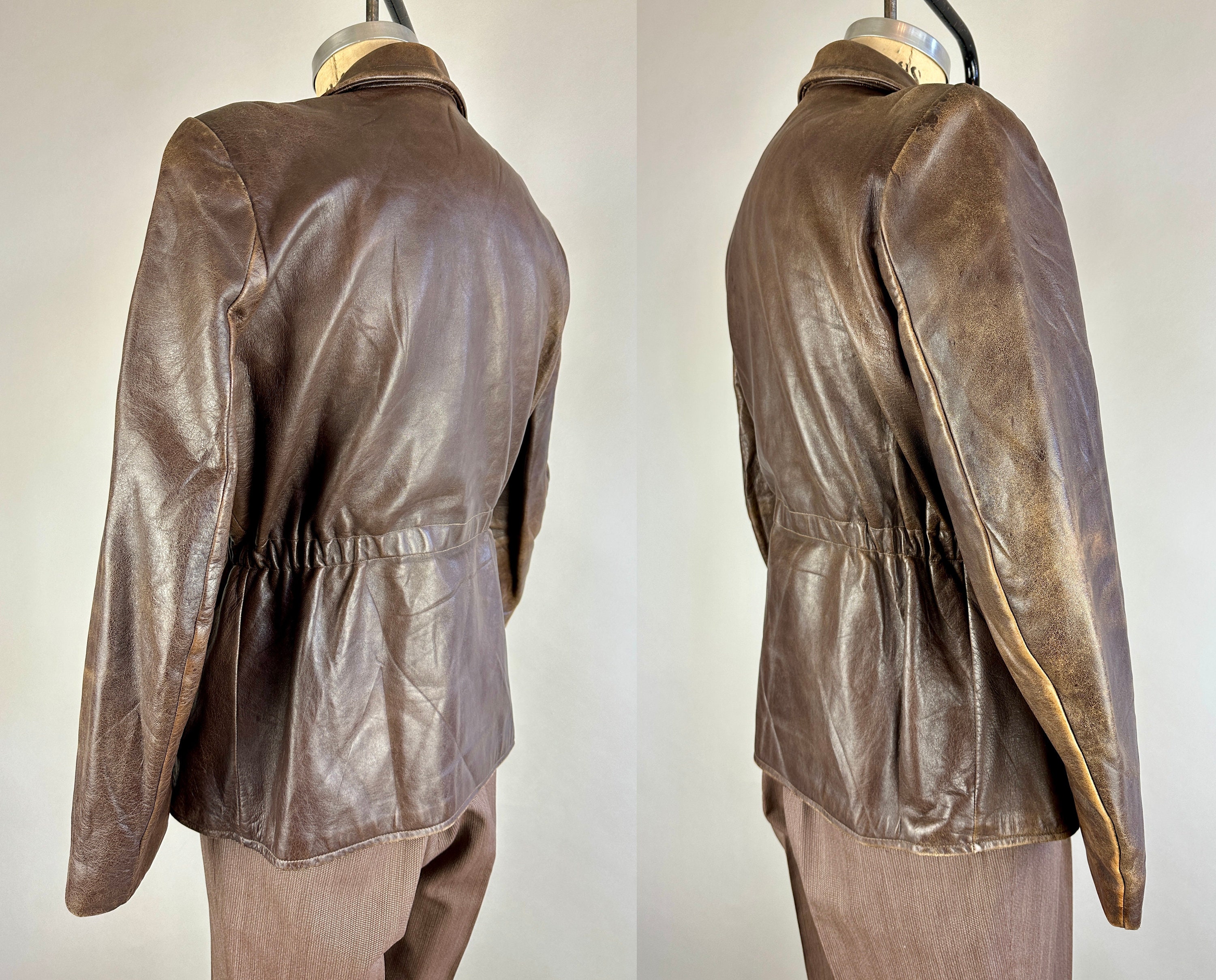 1930s Love you in Leather Jacket | Vintage 30s Walnut Brown Motorcycle ...
