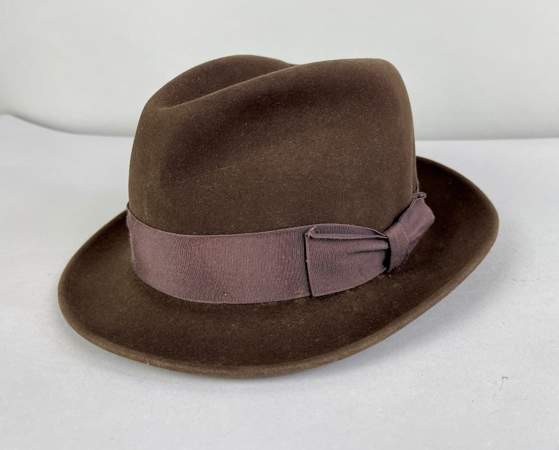 1950s Fashionable Fedora | Vintage 50s Chocolate Brown Fur Felt Mens ...