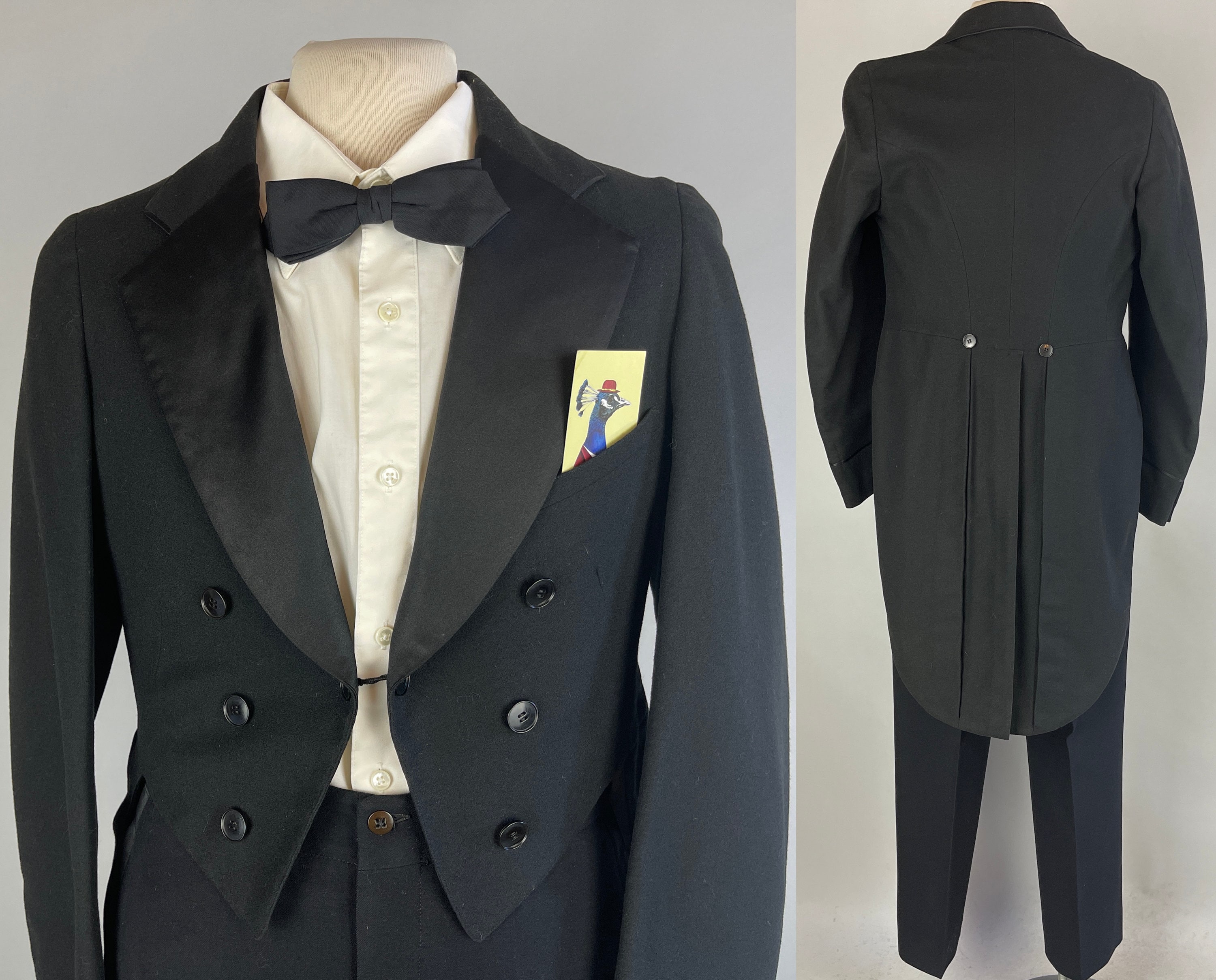 1930s Fred Astaire Tails Tux | Vintage 30s Black Wool Tailcoat Tuxedo ...