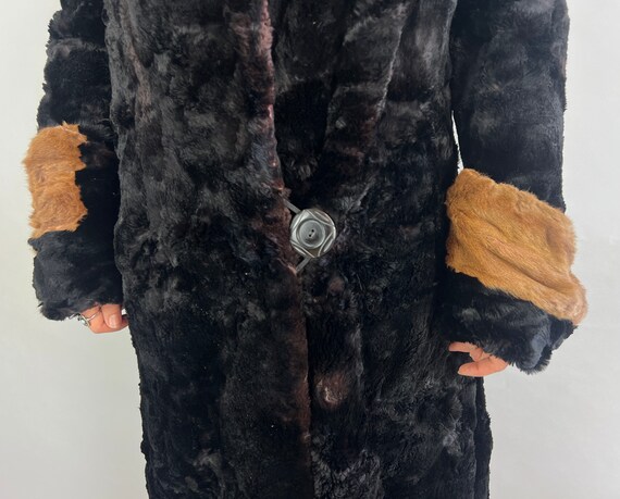 1920s Two Tone Tundra Coat | Vintage 20s Black Sheare… - Gem