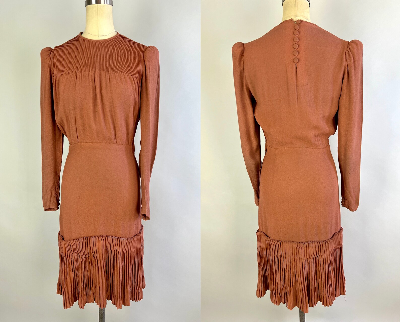 1940s Rockin' Ruffles Dress Vintage 40s Mauve Puff | Etsy