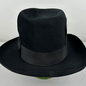1920s Man in Black Fedora | Vintage 20s Tall Crown Black Wool Felt Mens ...