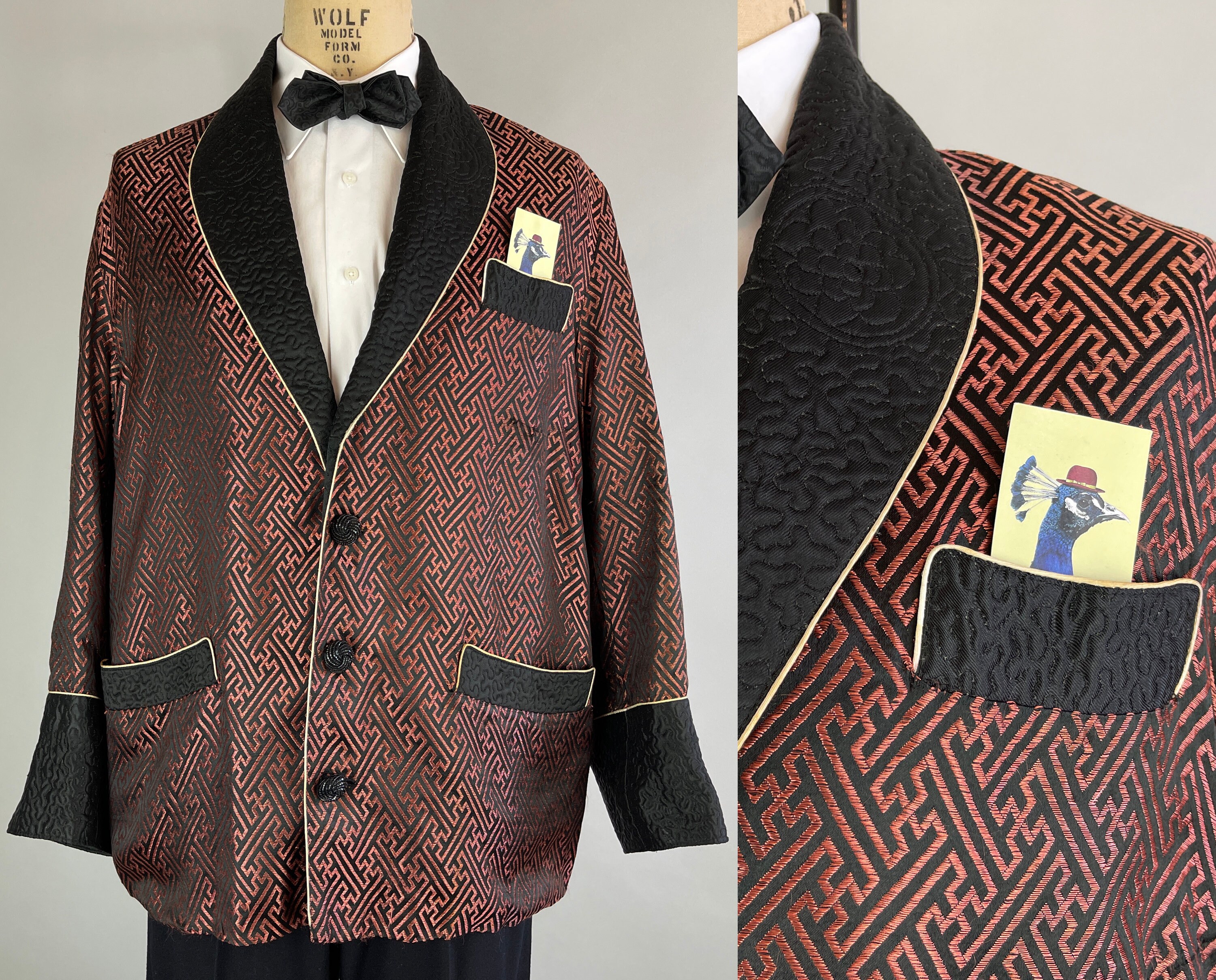 1930s a-MAZE-ing Art Deco Smoking Jacket | Vintage 30s Silk Zig-Zag ...