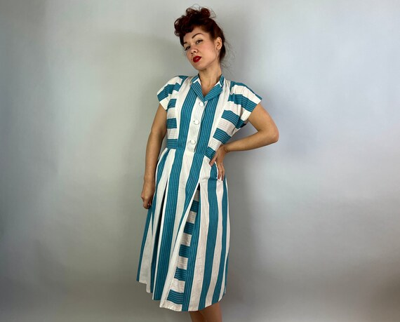1940s Beach House Betty Frock | Vintage 40s Nautical … - Gem