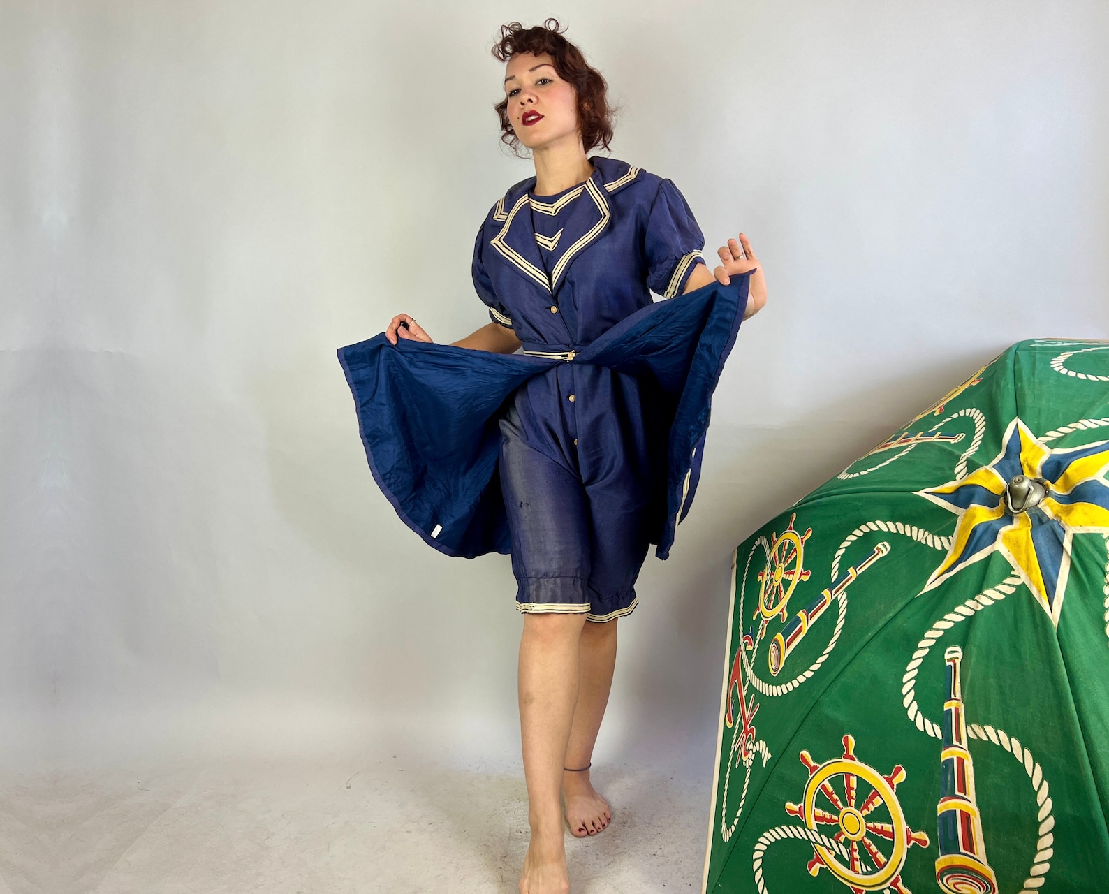 1900s Nautical Sea Nymph Swimsuit | Vintage Antique Victorian Two Piece ...