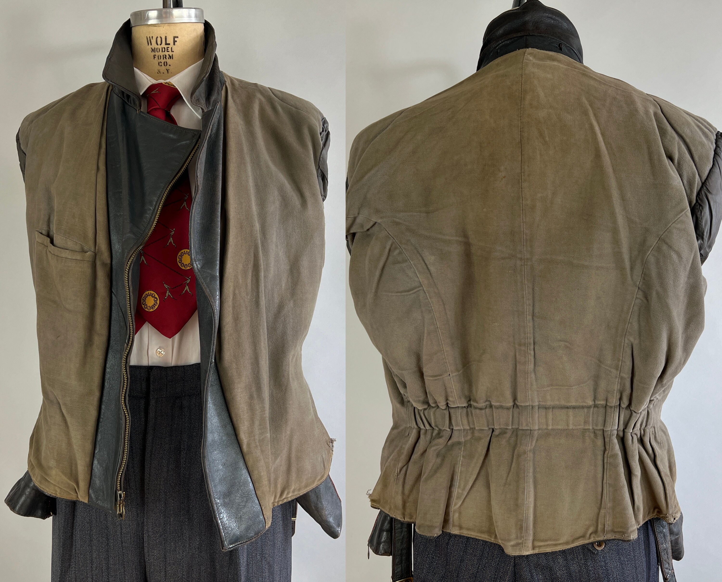 1930s 2 Tone Motorcycle Jacket Vintage 30s Black Grey Leather Moto W 1930s 2 Tone Motorcycle Jacket Vintage 30s Black Grey Leather Moto W