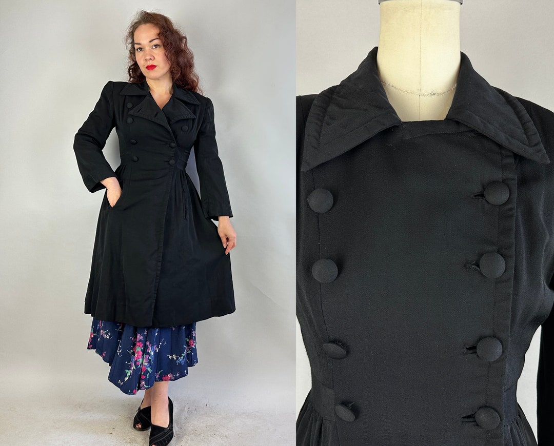 1940s Ruthless Raven Princess Coat | Vintage 40s Double Breasted ...
