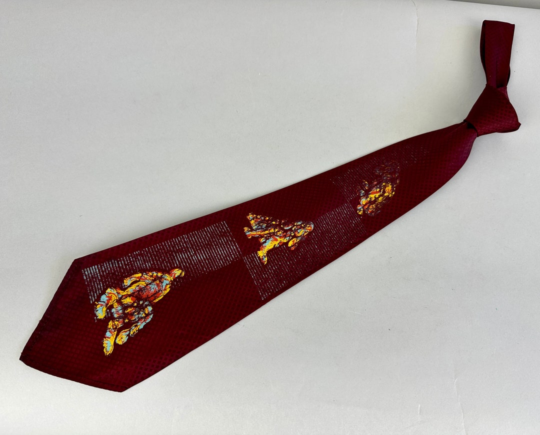 1930s Rollover Rover Necktie | Vintage 30s Ox Blood Red Rayon Diamond ...