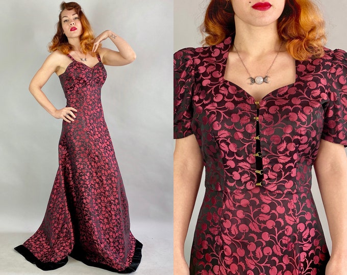 1940s Gal at the Gala Gown Set | Vintage 40s Red and Black Cherry ...