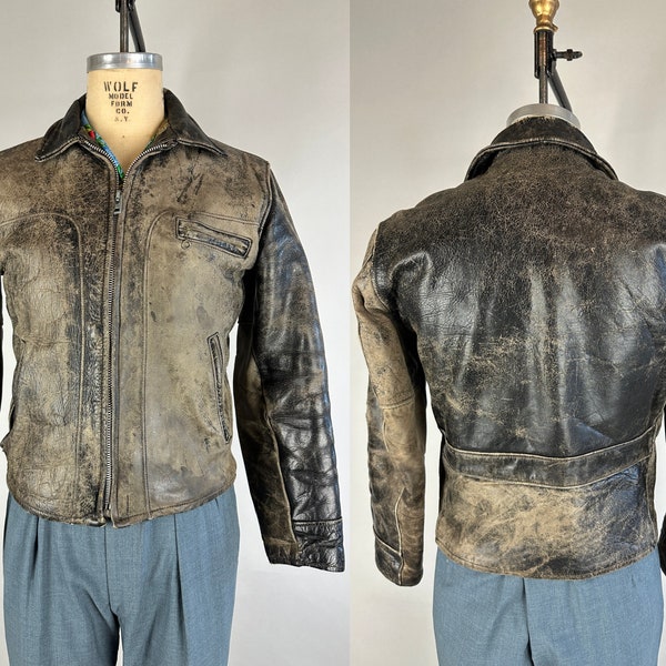 Weathered Leather Jacket - Etsy