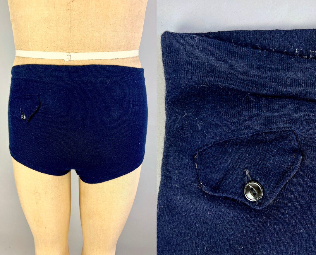 1940s in the Navy Swim Trunks | Vintage 40s WWII US Navy Blue Wool Knit ...