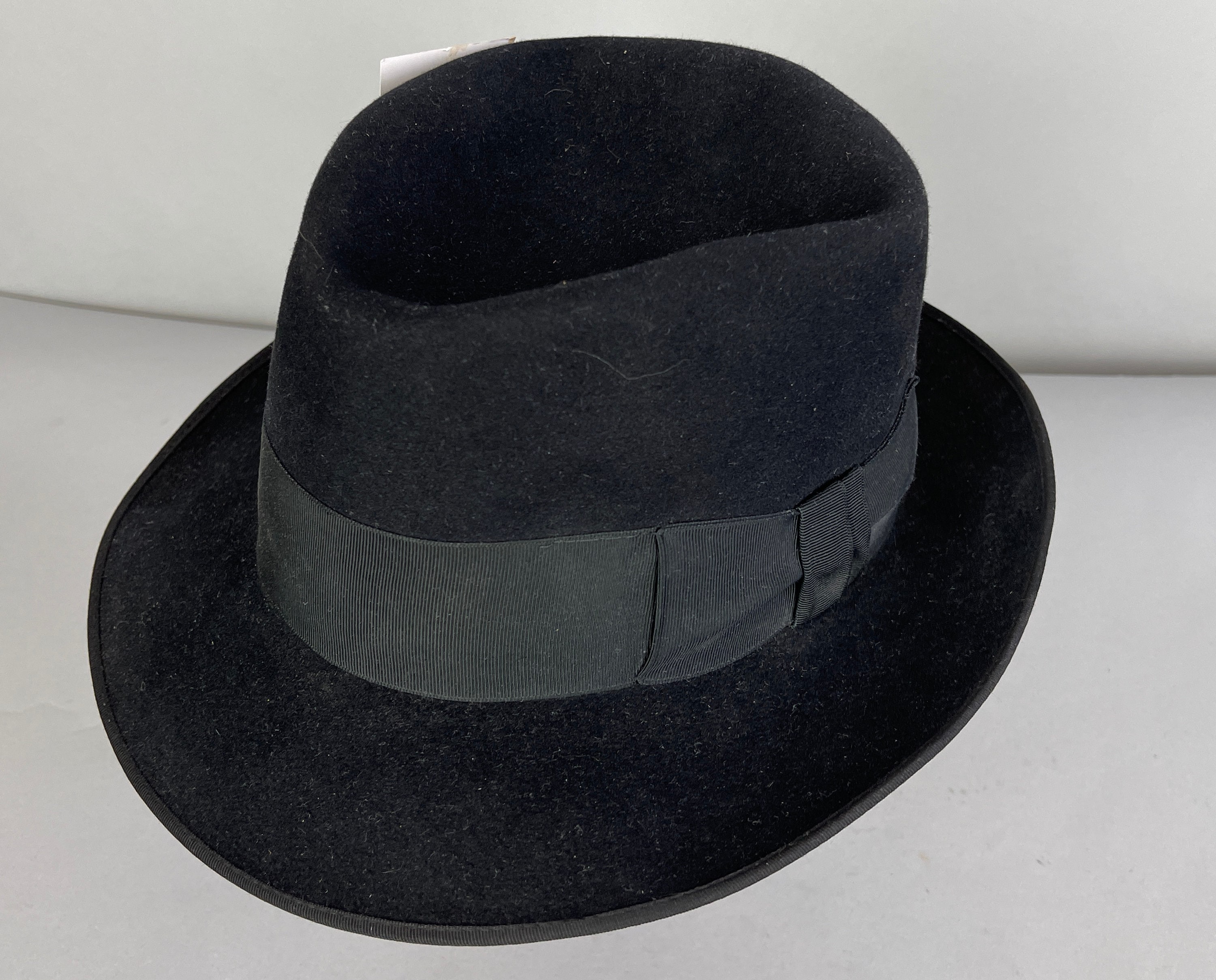 1950s Man in Black Fedora | Vintage 50s Jet Wool Felt Hat with ...