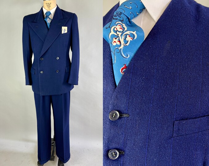 1950s Brilliant Banker Suit | Vintage Early 50s Blue Wool Three Piece ...