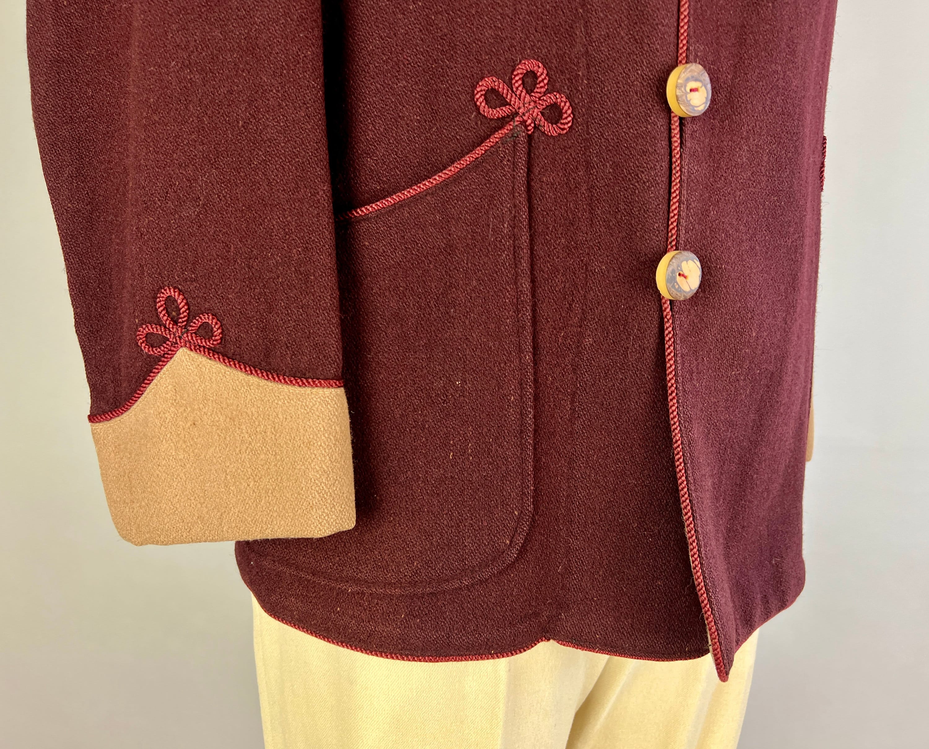 1930s Gentleman's Delight Smoking Jacket | Vintage 30s Wine and Rose ...