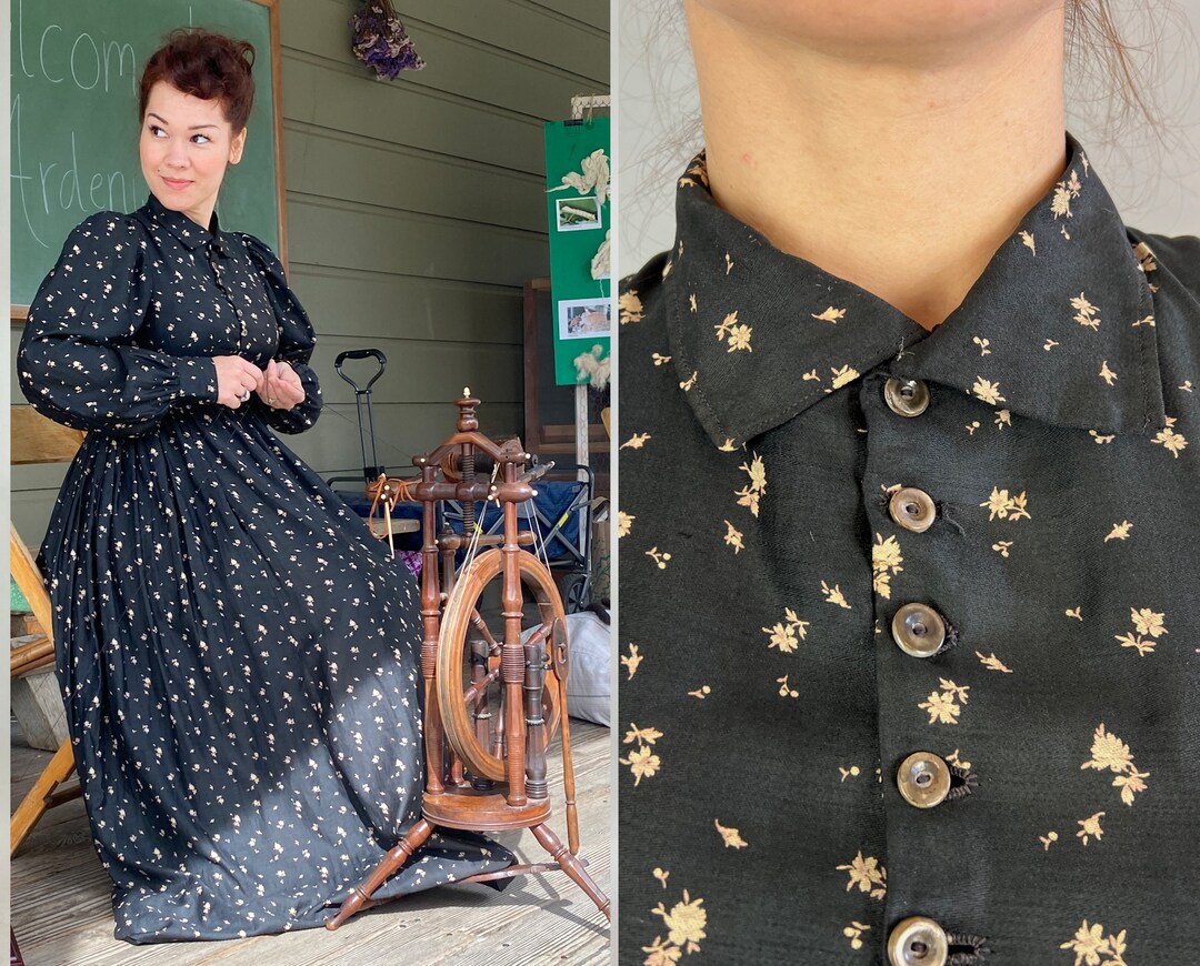 1800s Prairie Pride Dress | Vintage Antique Victorian Black and Ivory ...