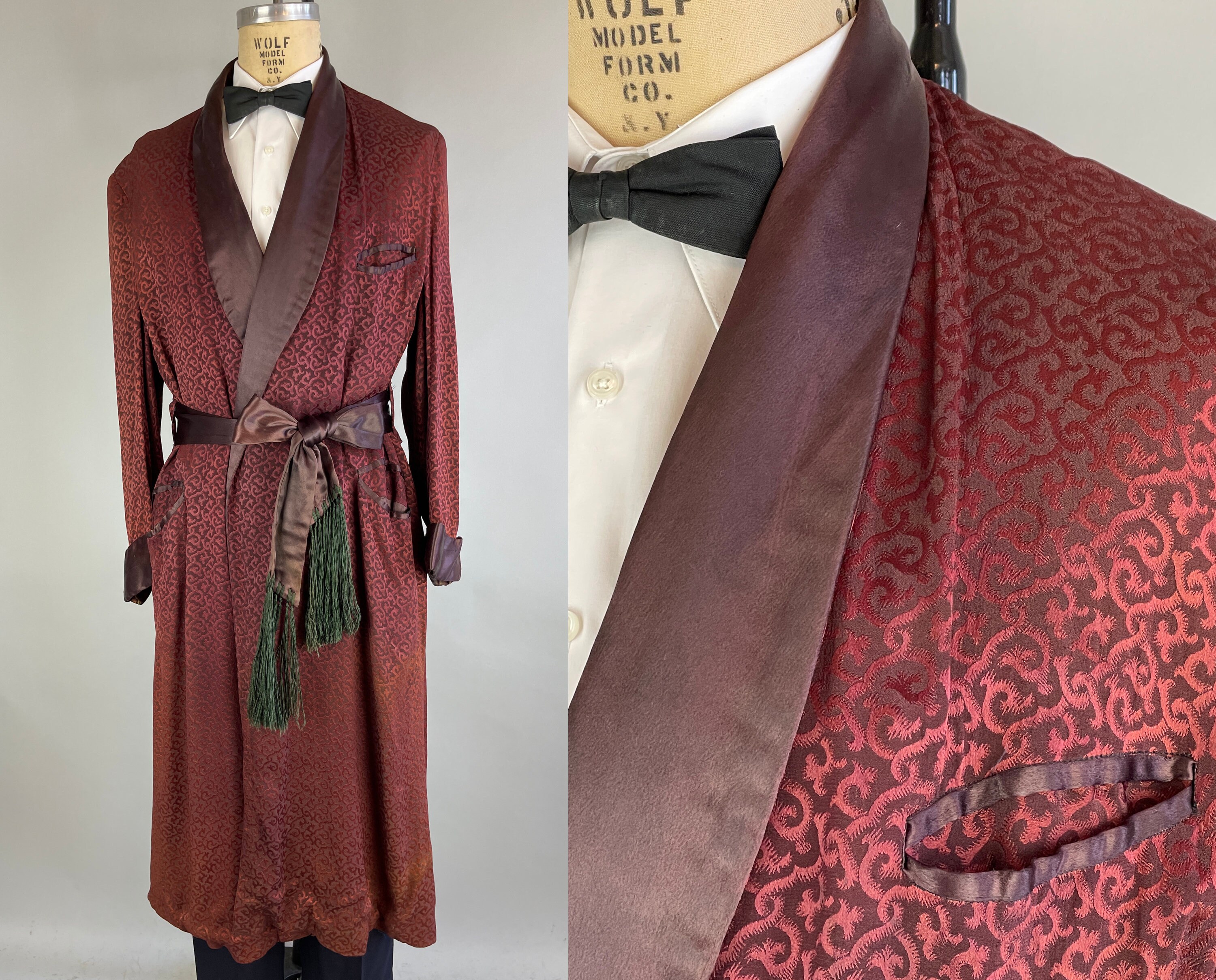 1940s Gilded Age Dressing Robe | Vintage 40s Amber Swirls Over Cinnamon ...