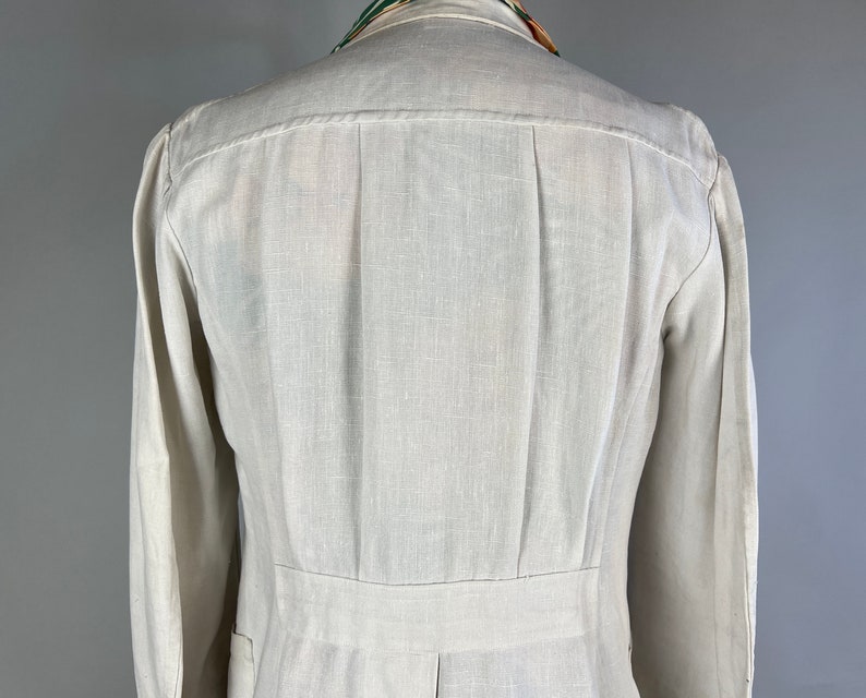 1930s Bermuda Triangle Tropical Blazer | Vintage 30s White Linen Belted ...