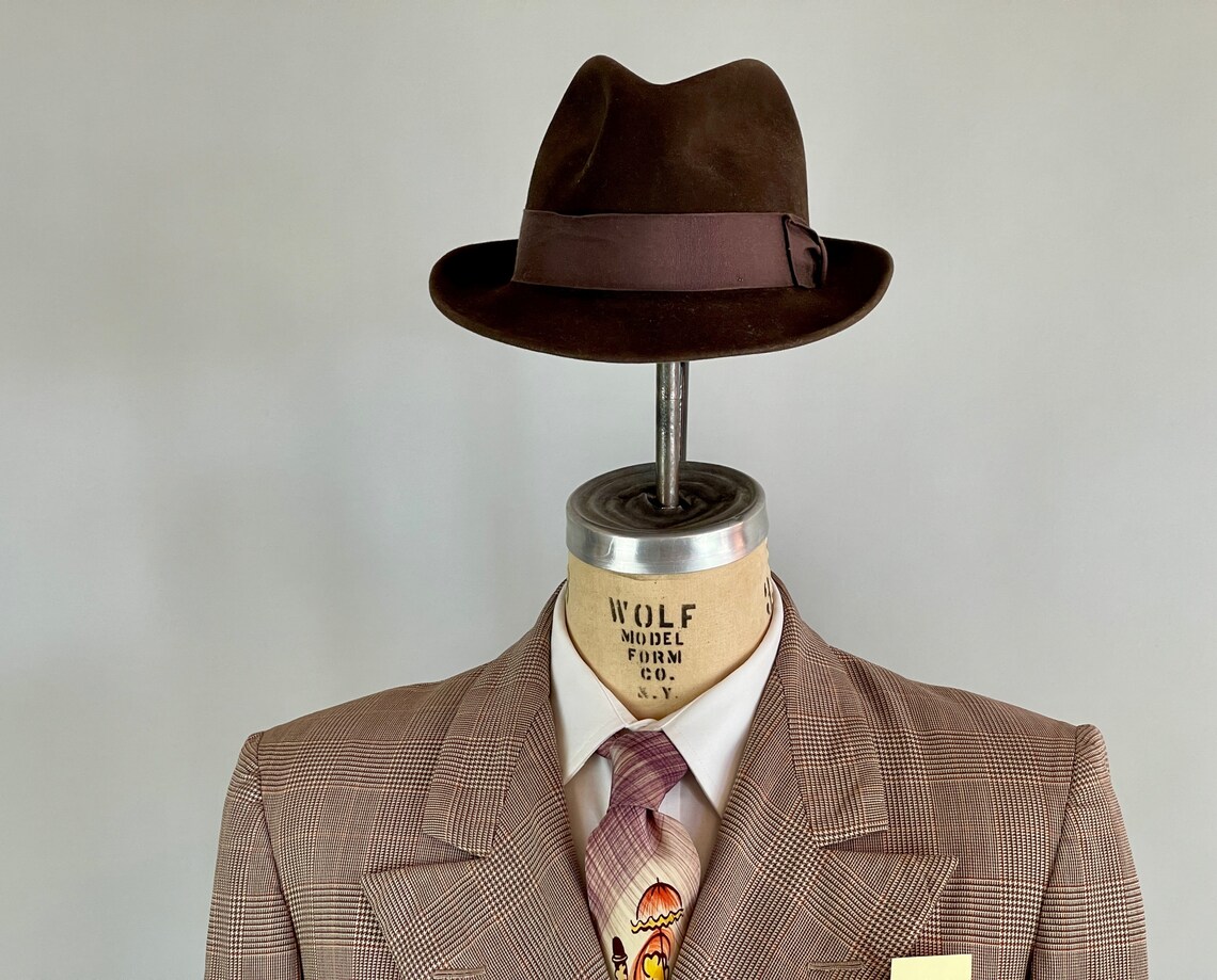1950s Fashionable Fedora | Vintage 50s Chocolate Brown Fur Felt Mens ...