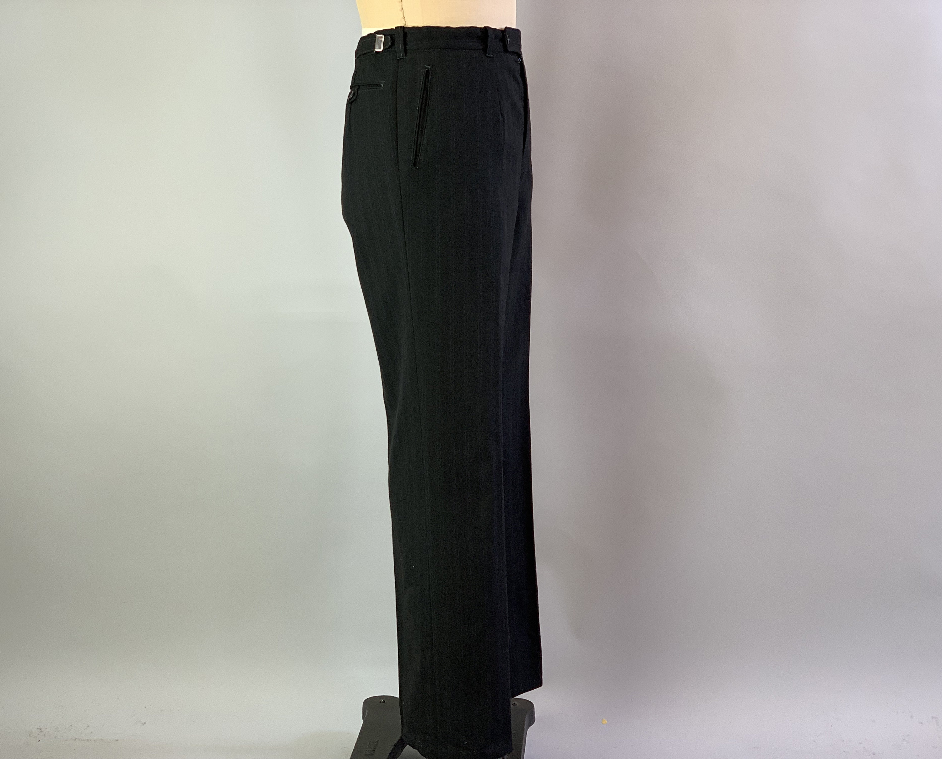 1930s Dapper Dan Trousers | Vintage 30s Black Wool Pants Slacks with ...