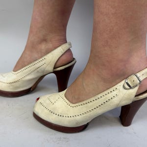 1940s Diamond Dogs Platforms | Vintage 40s White Suede and Brown ...