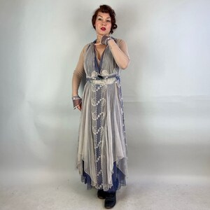1910s Net of Love Dress | Vintage Teens Antique Edwardian Periwinkle ...