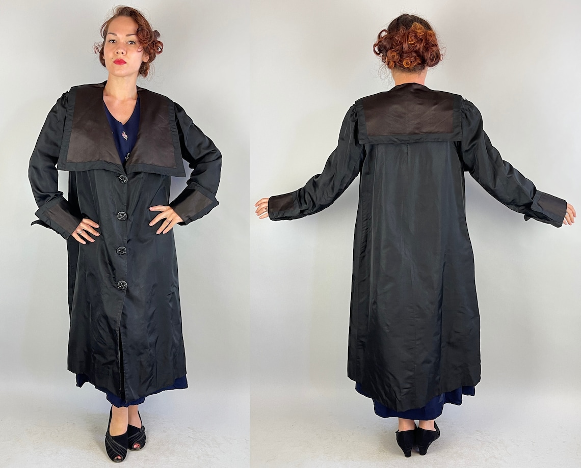 1920s Dark Decadence Duster Coat Vintage 20s Black Silk - Etsy