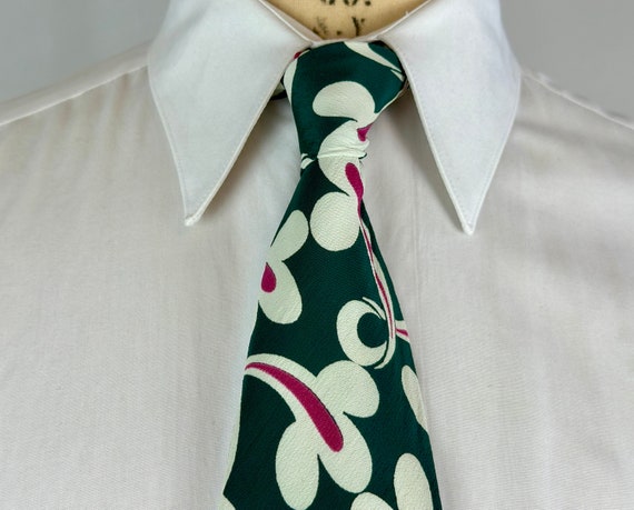 1940s Floral Island Fantasy Necktie | Vintage 40s Dee… - Gem
