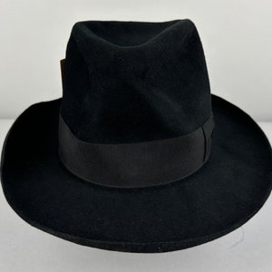 1920s Man in Black Fedora | Vintage 20s Tall Crown Black Wool Felt Mens ...