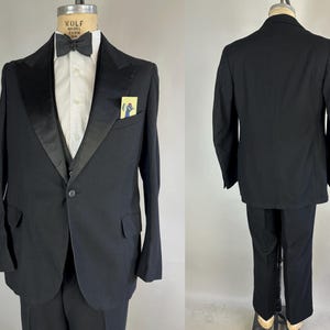 1920s Formal Frank Tuxedo | Vintage 20s Three Piece Black Wool & Silk ...