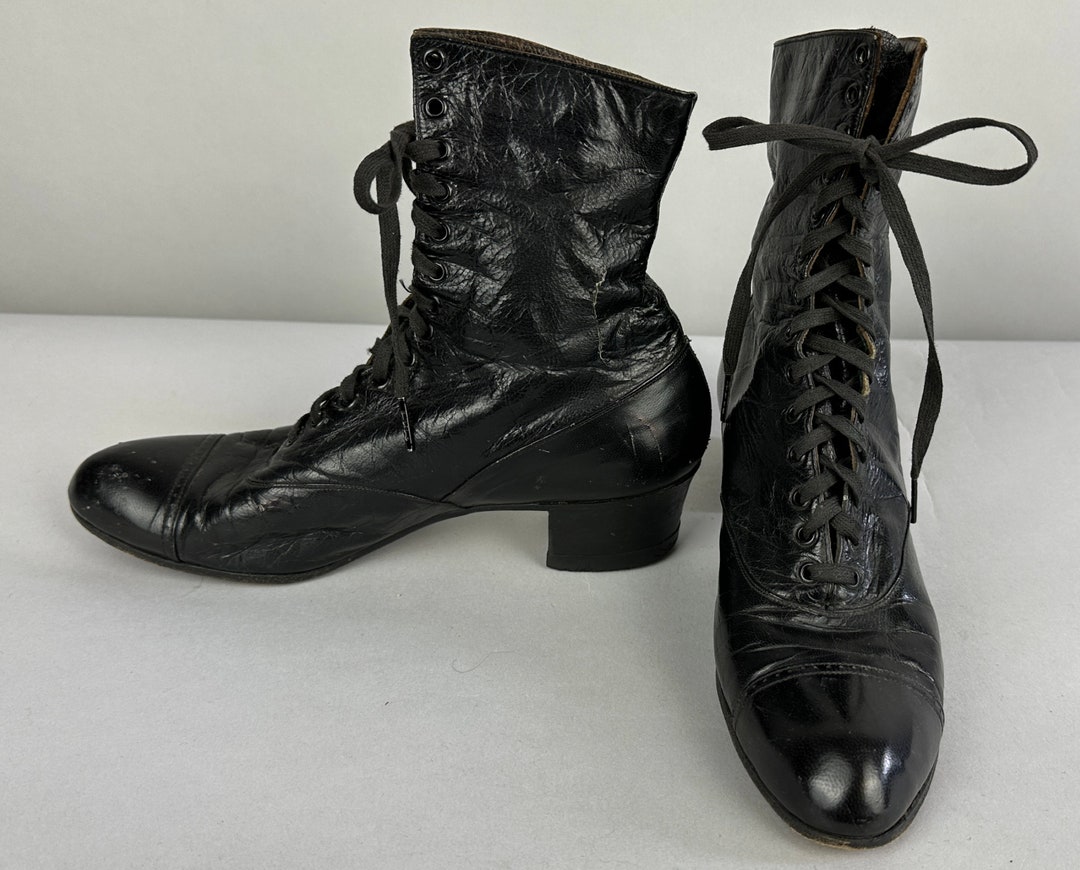 1800s Mourning Maiden Shoes | Vintage Antique Victorian Edwardian Black ...