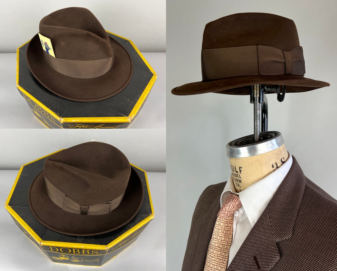 1940s Dapper Dobbs Fedora Vintage 40s Chocolate Brown Fur Felt Hat With ...